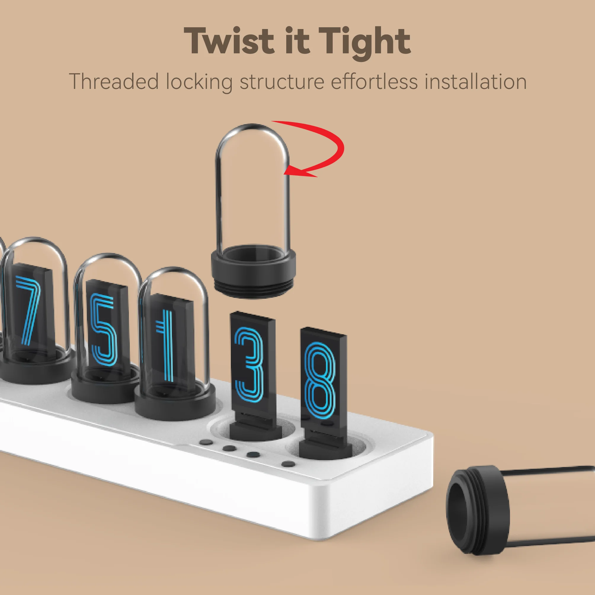 Mini LED Multifunction Nixie Clock Night Light - APP Controlled