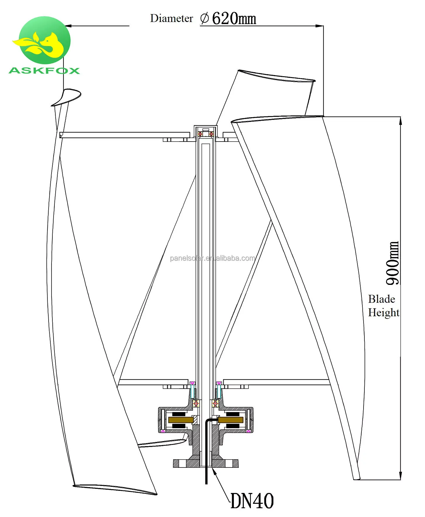 1kw Residential Vertical Wind Turbine For Wind Solar Hybrid With ...
