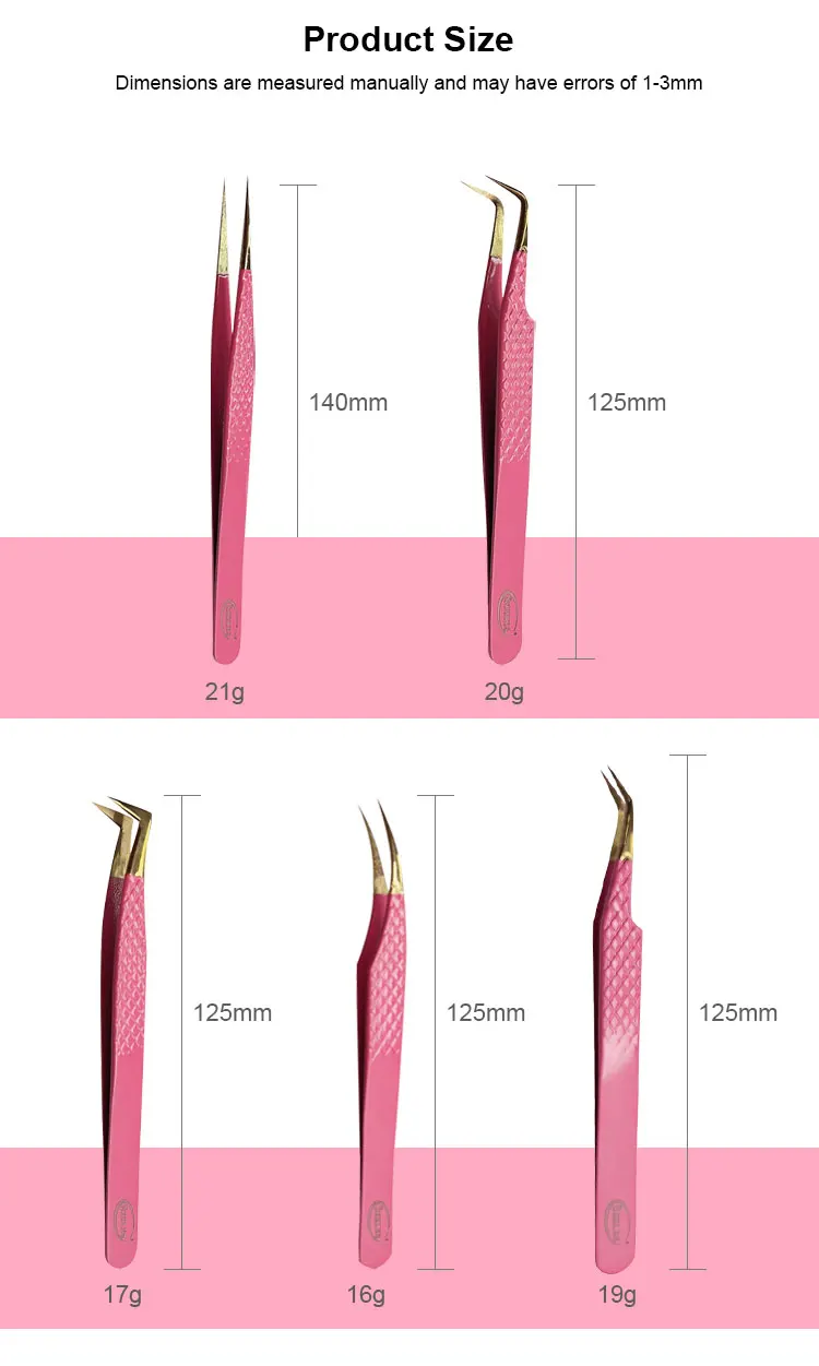 Free Customize Logo Fiber Tip Eyelash Tweezers 45 75 90 Degree Nano ...