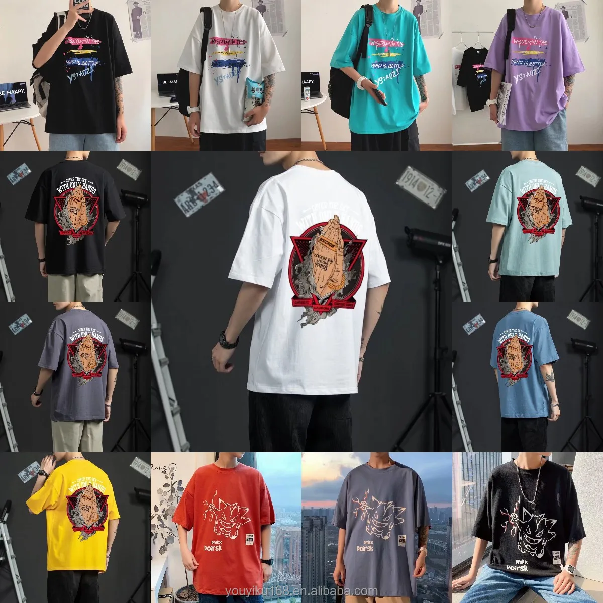 Cotton Oversized Tshirt For Men Clothing Printing Graphic Streetwear ...