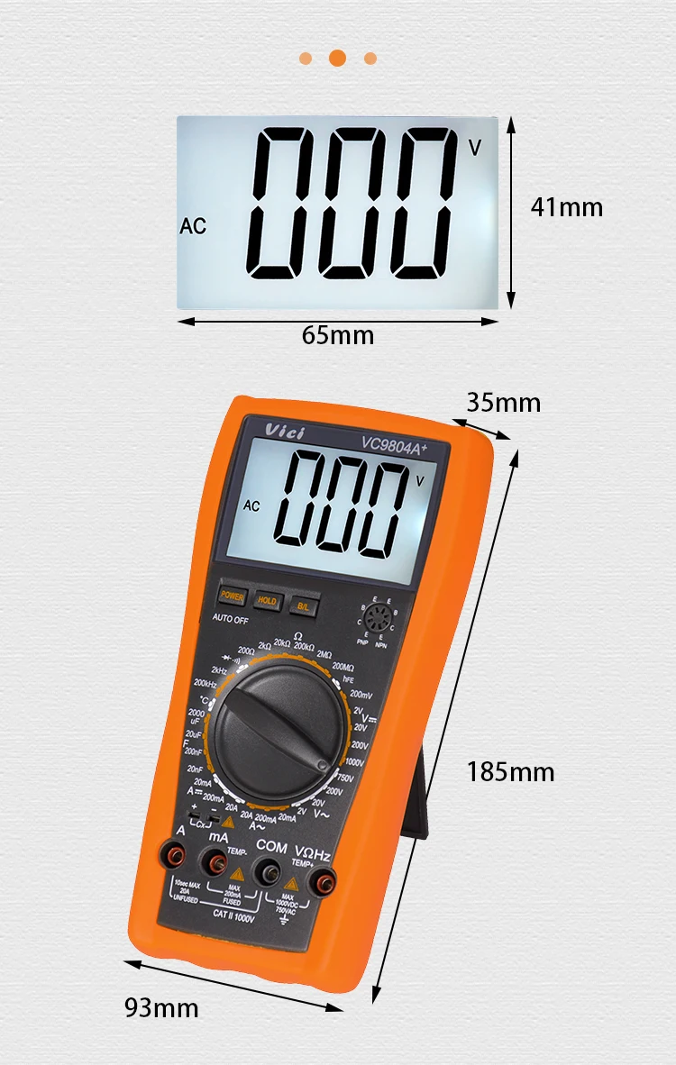 Vc9804a+ Digital Lcd Multimeter Voltmeter Ammeter Ac Dc Ohm Volt ...