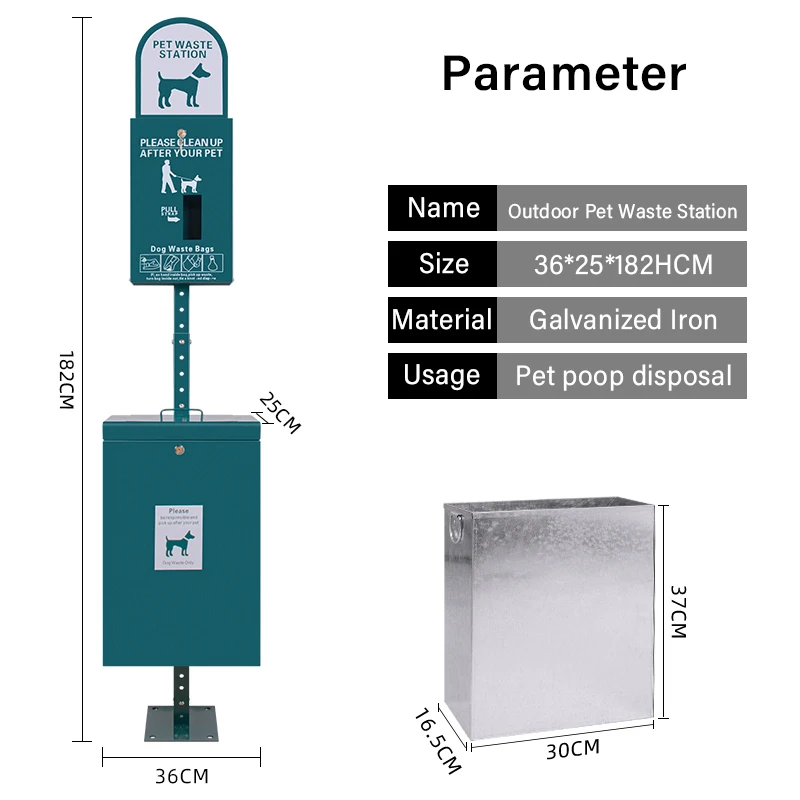 Outdoor Pet Excrement Dustbin Square Community Park Pet Cleaning Tools ...
