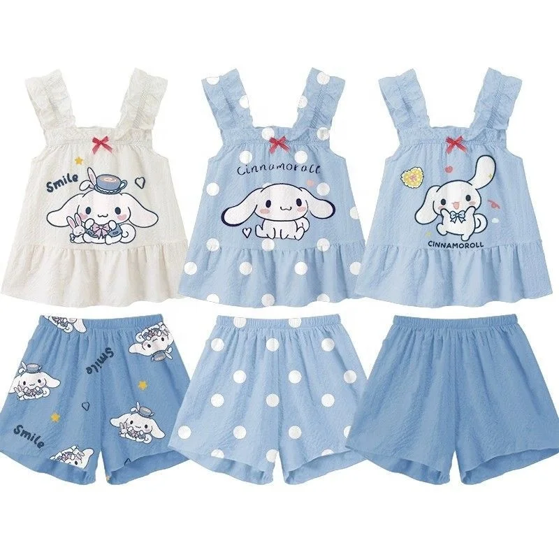 Sanrio Cute Cinnamon Roll Girls Suspenders Pajamas Summer