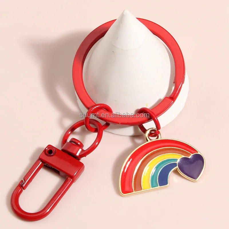 Cute Girly Rainbow Keychain Key Chain For Women Bag Pendant Key Ring ...