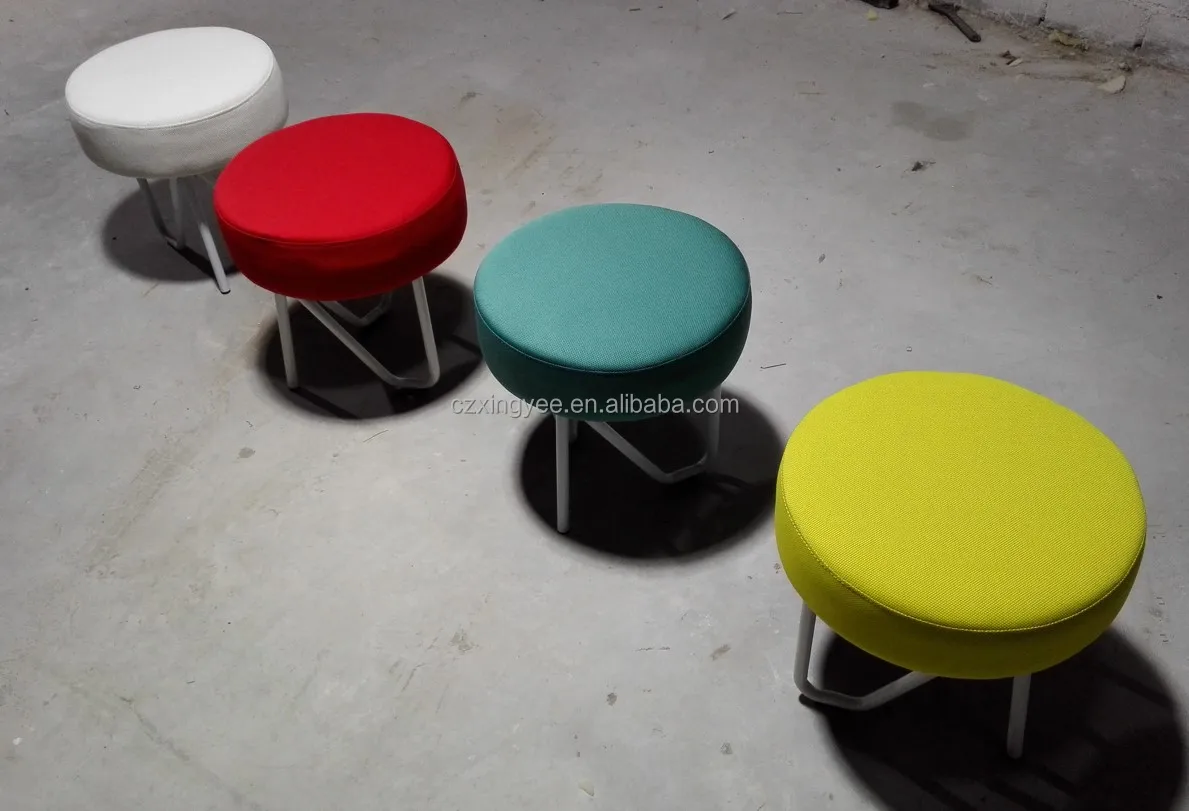 Modern Living Room Kindergarten Small Round Stools Customized Velvet ...
