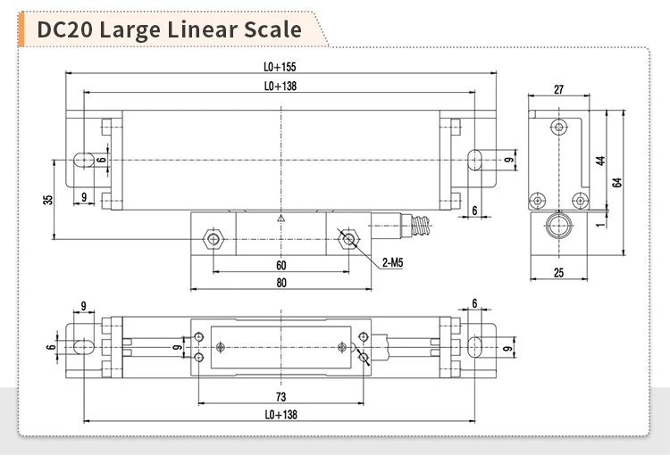 High Precision Linear Scale Optical Grating Ruler Linear Glass Scale Sino 2/3 Axis Dro Digital ...
