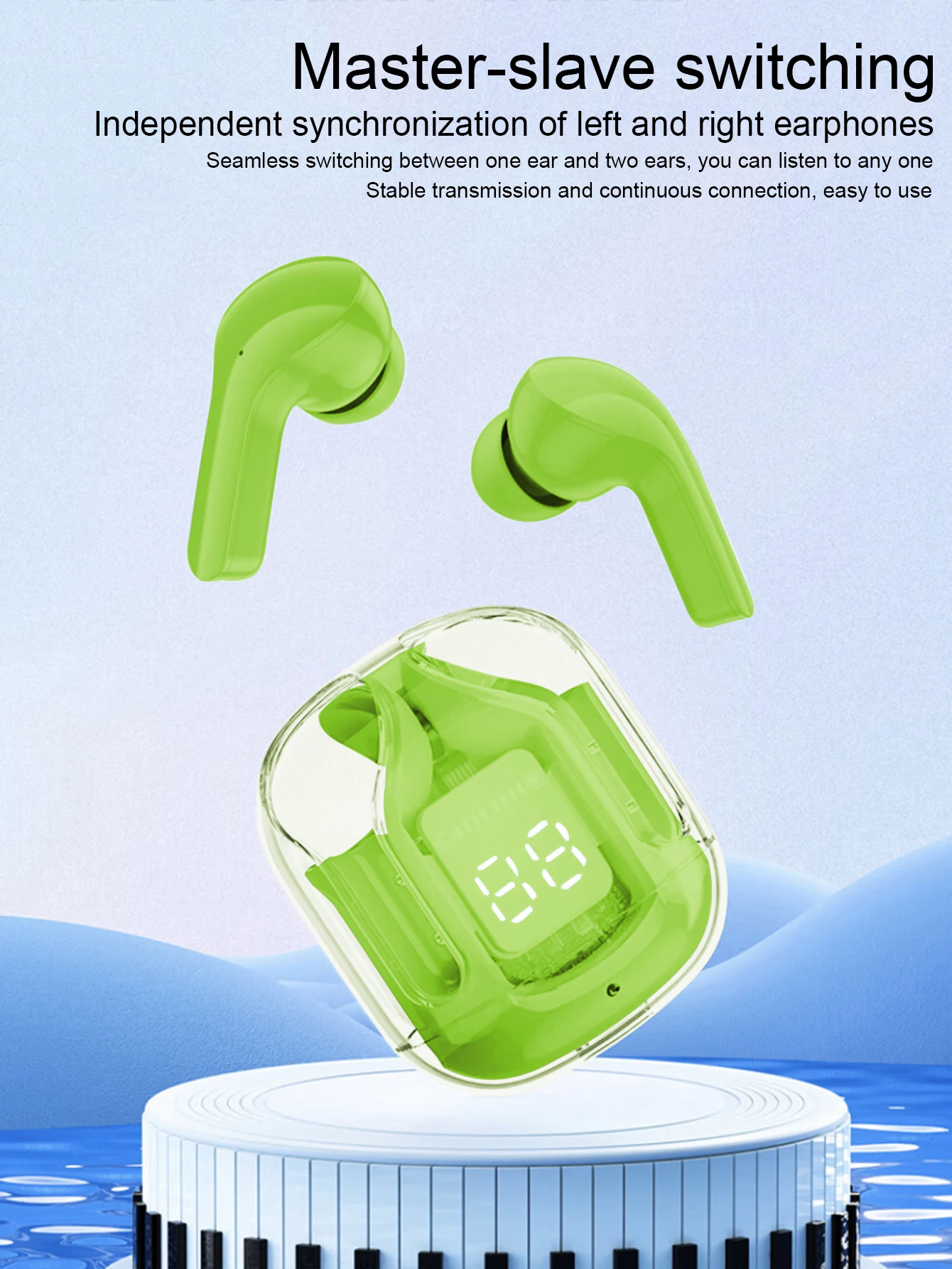 Wireless Headset Air31 Transparent Earphones Led Digital Display Stereo Sound 5.3 Music Gaming ...