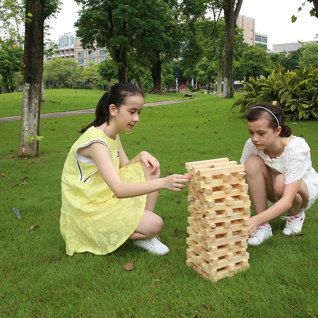 Wooden Giant Tumbling Tower Block Game Set 60 Pc For All Age Outdoor Or ...