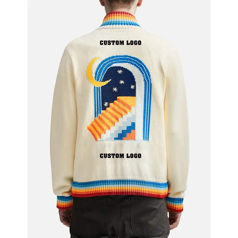 Factory Wholesale Custom logo High Quality Jacquard Knitted Sweater Men ...