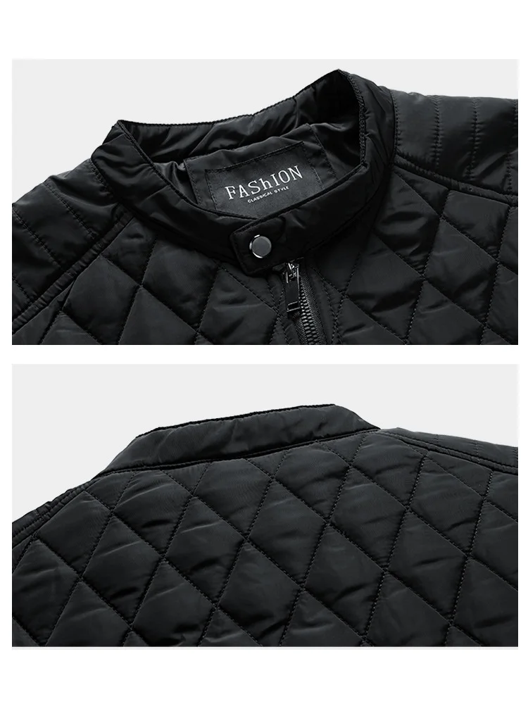 Mens Diamond Quilted Puffer Jacket Casual Fall Winter Lightweight Short ...