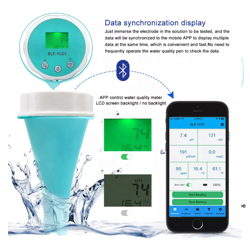 Swimming Pool Water Tester Bluetooth Ph Ec Tds Orp Digital Temp ...