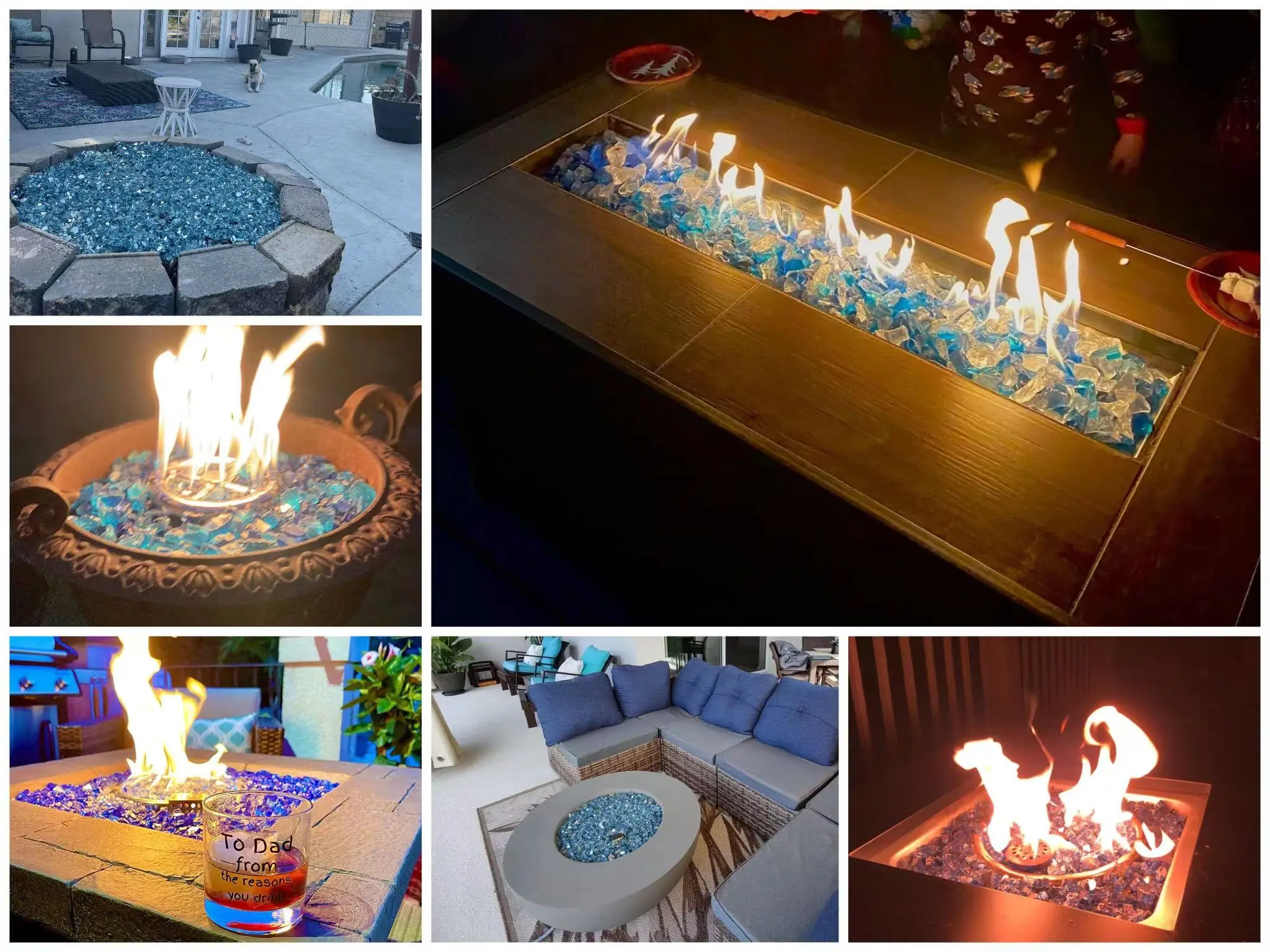 1/4"1/2"Reflective Fire Glass Fire Pit Glass for Gas Firepit Fireplace ...