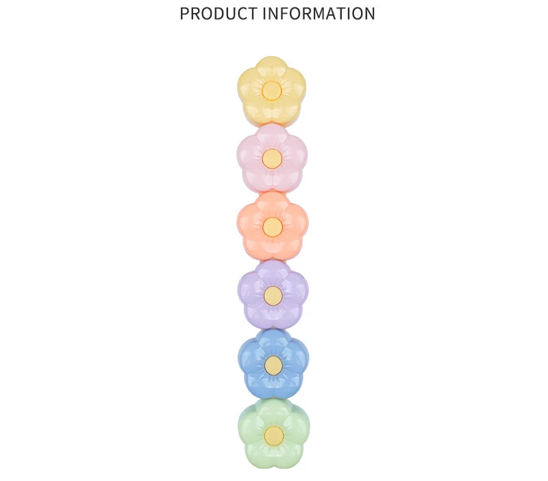 Cute Cartoon Flower Shape Mini Highlighters Set - 6 Color Oblique Tip ...