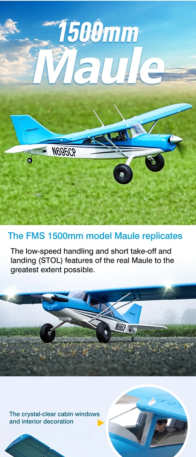 Fms 1500mm Maule Pnp Rc Aircraft Model Master Of Stol With Reflex V2 ...