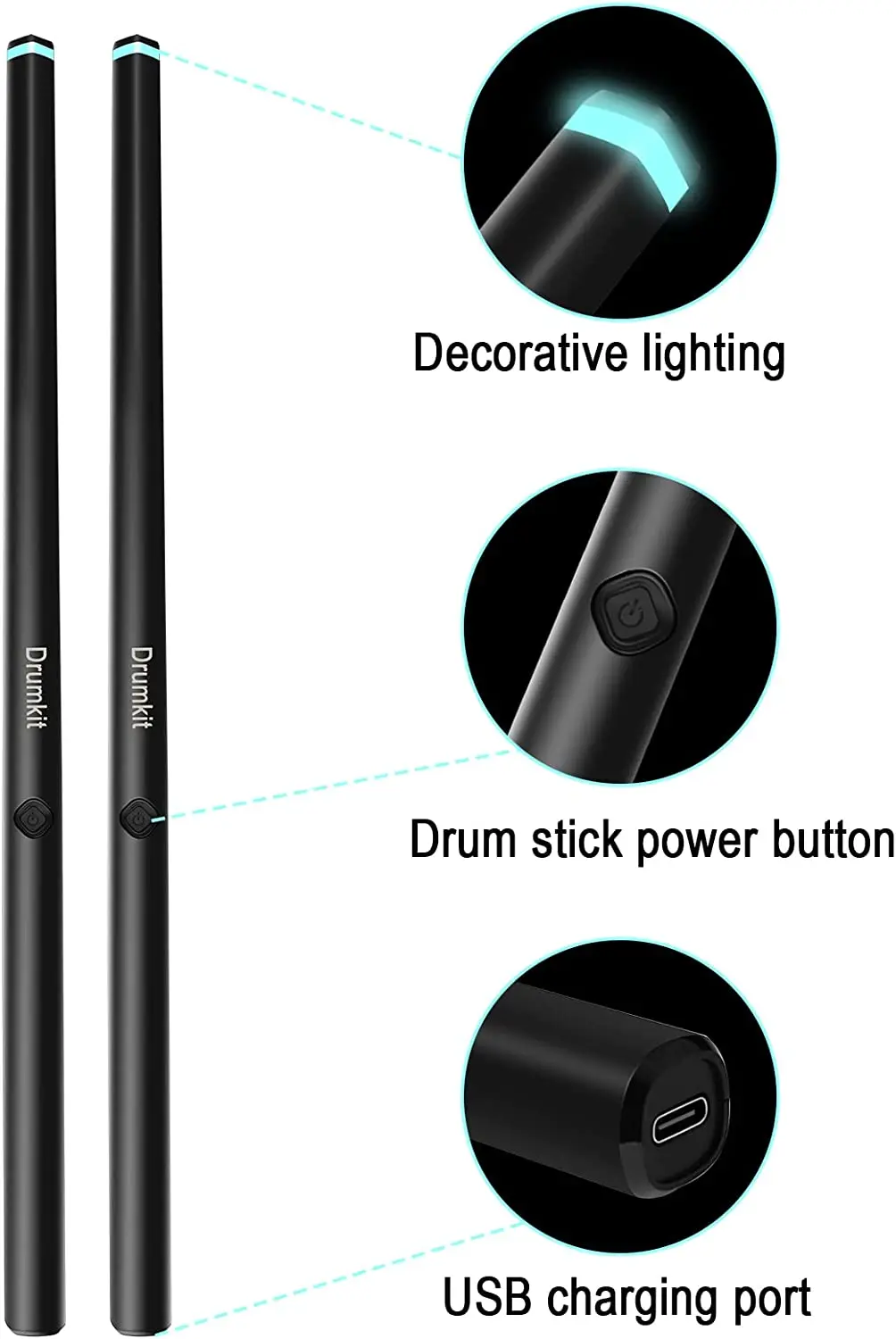 Practice Drum Set with Air Electric Drumsticks & Foot Sensor