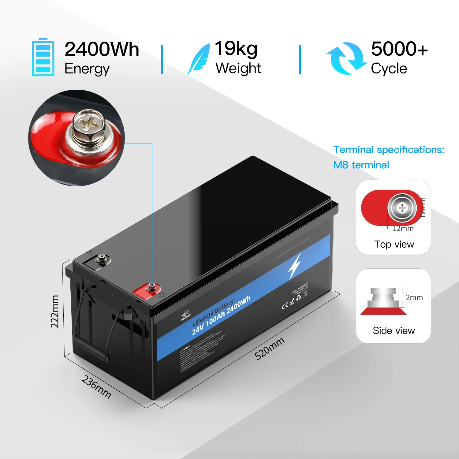 Deep Cycle 25.6v 24v 100ah Lifepo4 Lithium Solar Battery Lithium Ion ...