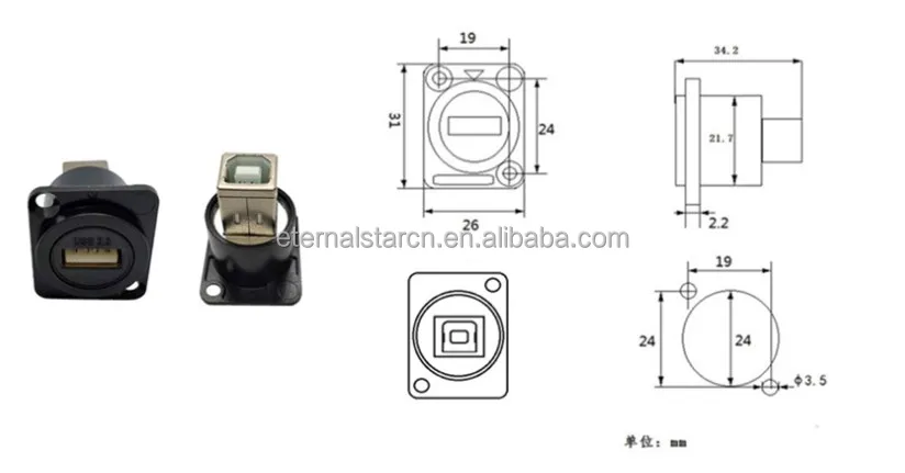 RJ45 8P8C Cat5e Panel Mount Adapter - Ethernet Keystone Jack