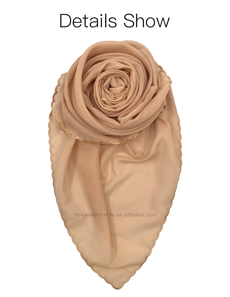 Tudung Malaysia Wholesale Plain Tudung Bawal Cotton Voile Embroidery Fabric Sulam Sumera Muslim ...