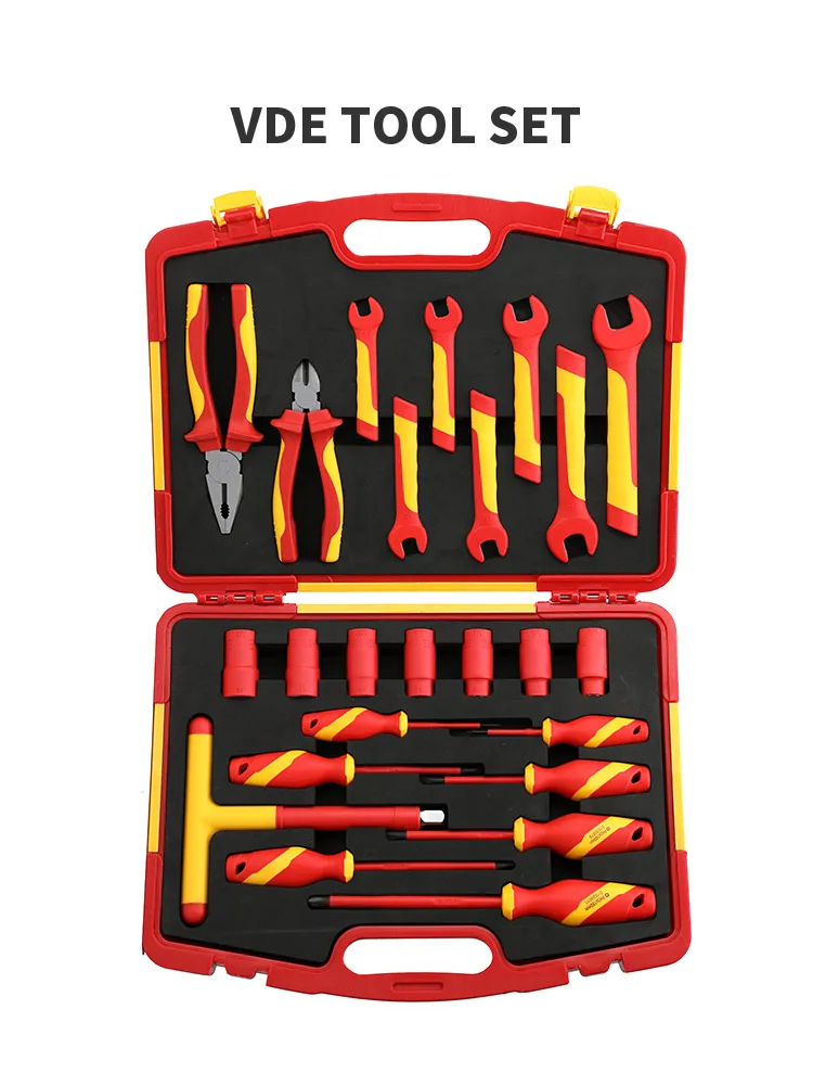 24Pc VDE Socket Electrical High Voltage Tools Set Insulated Tool Kit ...