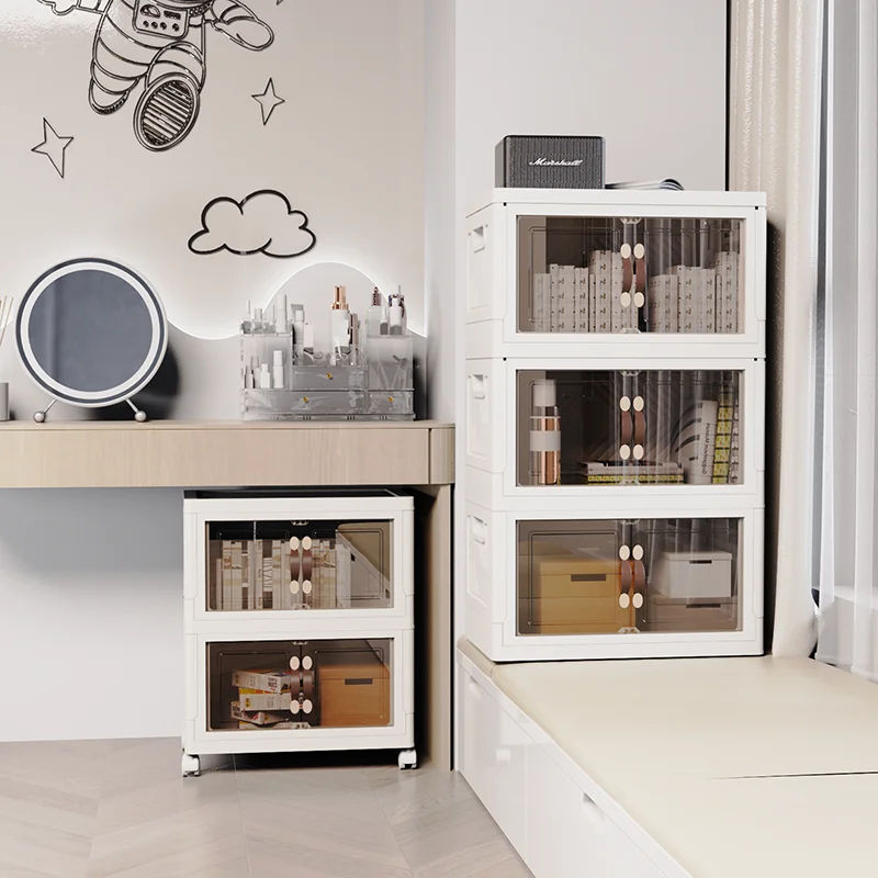 Portable Multi-tier Storage Organizer Boxes Wheels Lids Doors Flexible ...