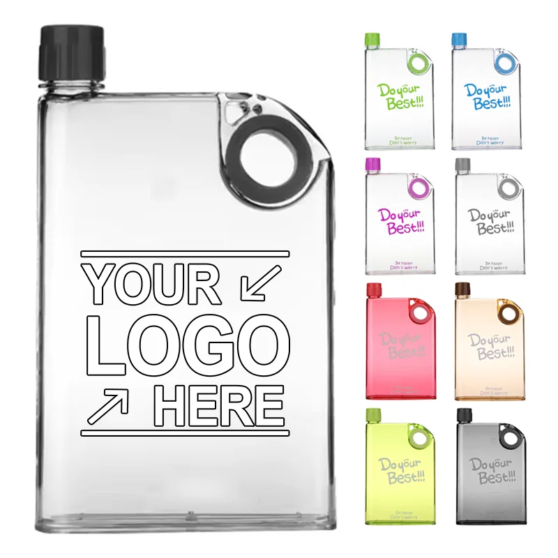 Customized Logo BPA Free Plastic Bottle Flat A5 Notebook Water Bottle ...