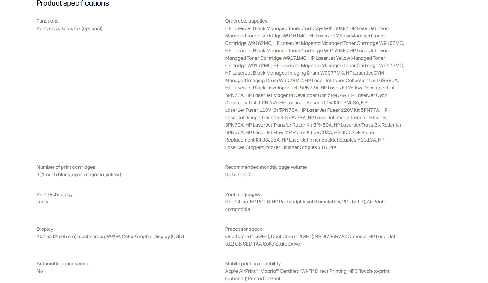 40PPM High-speed Hp Printer HP Color LaserJet Managed MFP E87740dn ...