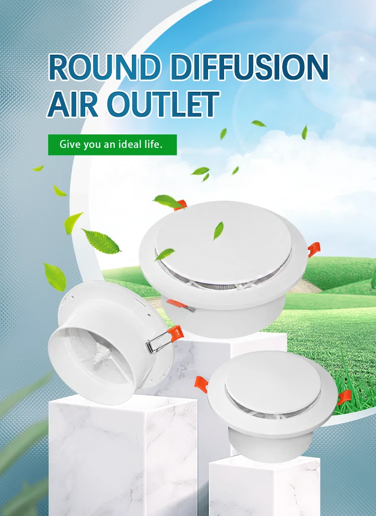 Hvac System Plastic White Air Diffuser Adjustable Air Flow Ventilation ...