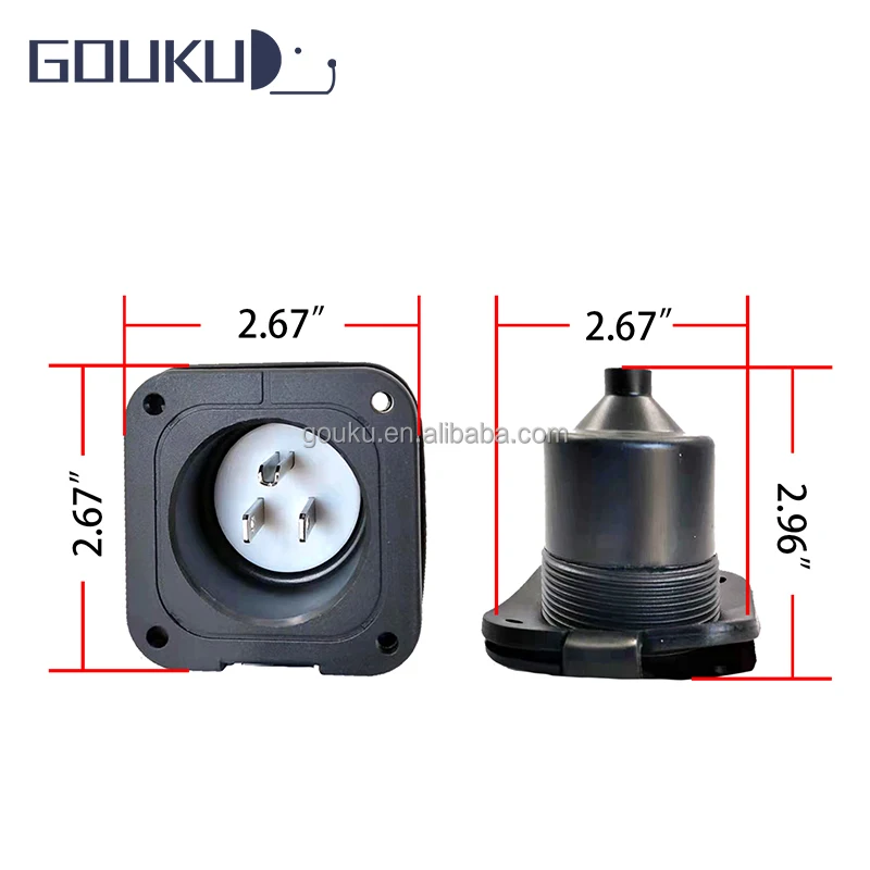 2022 125v 15 Amp Flanged Power Inlet Plug Receptacle For Boat Ship Rv ...