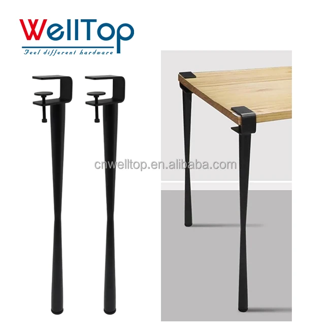 WELLTOP Furniture Hardware Adjustable Metal Clamp Table Legs Cast Iron ...
