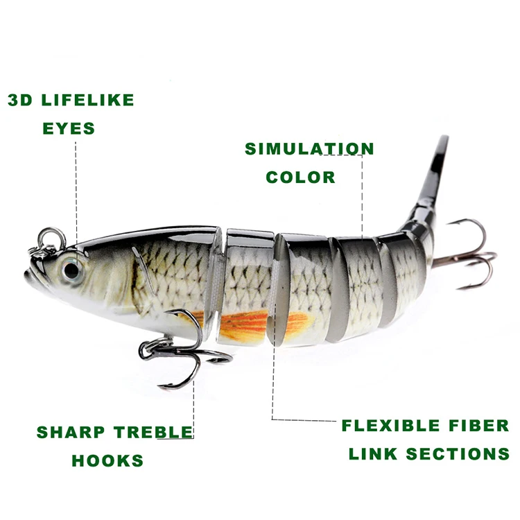 Hot Selling 10cm /12cm /13.7cm 8 Segmented Fishing Lures Multi Jointed ...