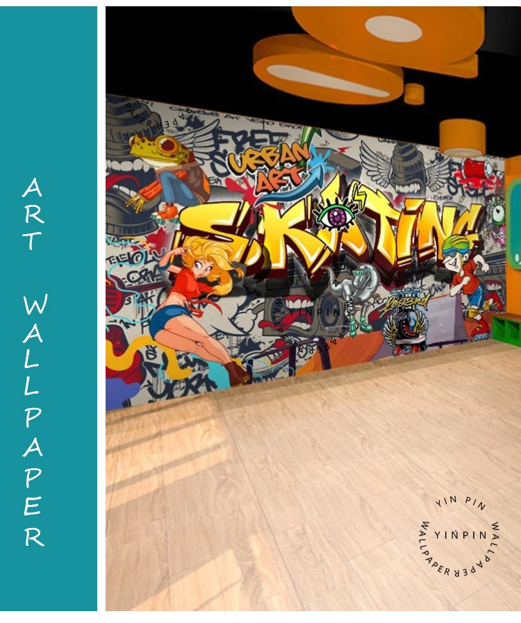 Roller Skating Graffiti Wall Painting - Interior 3D Wallpaper