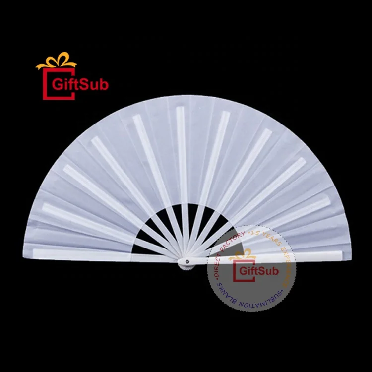 Sublimation Folded Hand Fan Large Clacking Bamboo Polyester Plastic ...
