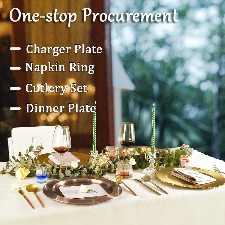 Bulk Price Table Decor Catering Plastic Flower Pattern Gold Dinner Sets ...