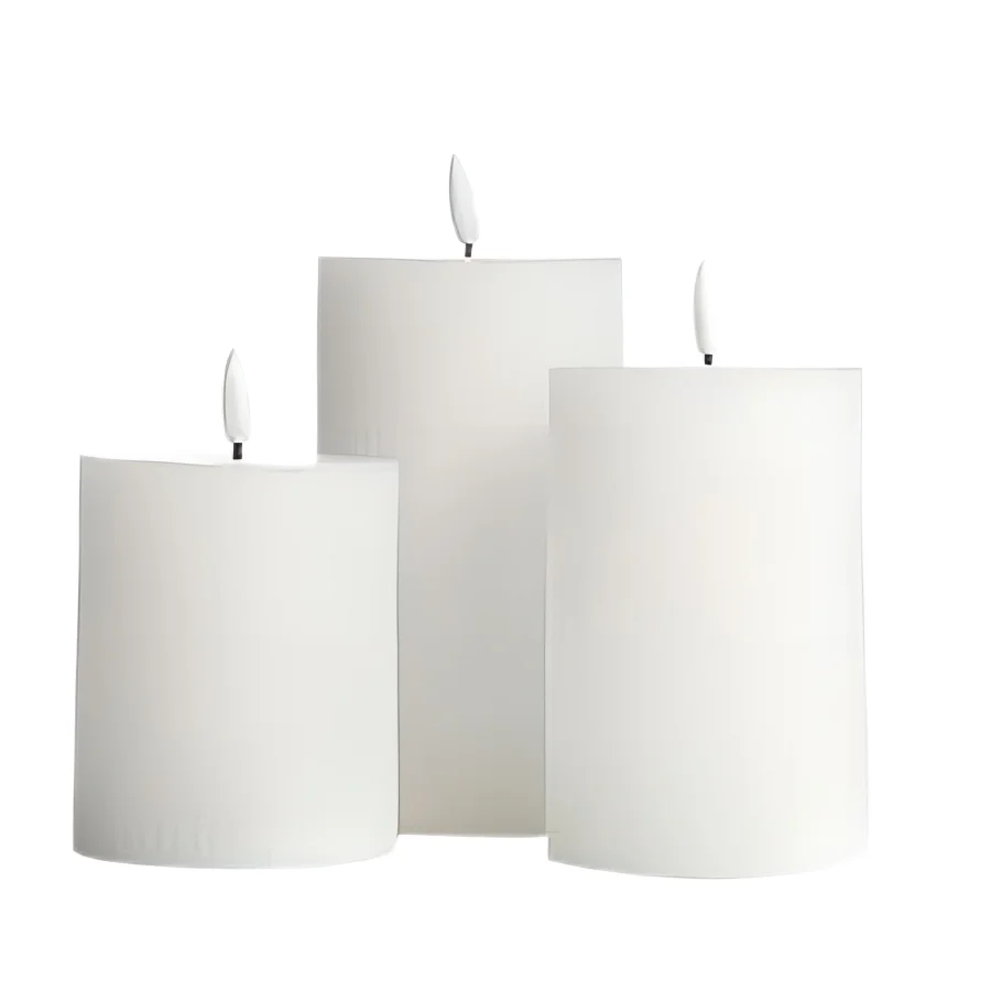 New Design 3D Wick Flameless Pillar Set 3 Inverted Wick Light Mirror ...