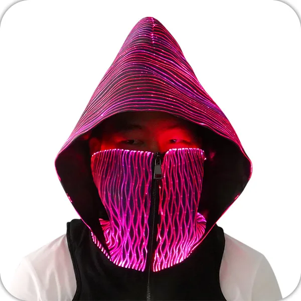 Wholesale LED Light Halloween Masquerade Party Hood Mask Fiber Optic ...