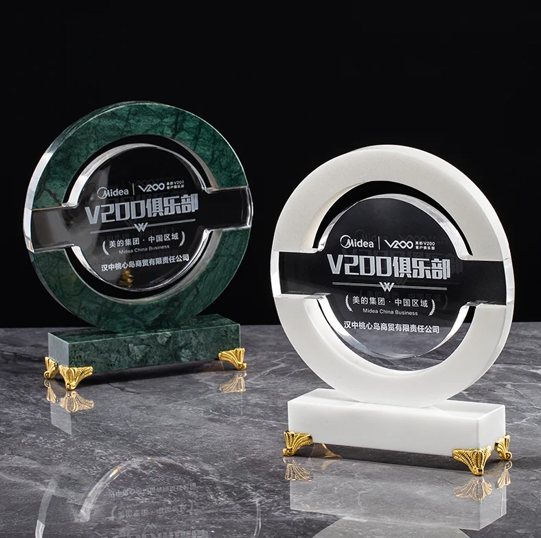 Custom Trophies And Award Crystal Blank Plate Trophy Award Round Shape ...