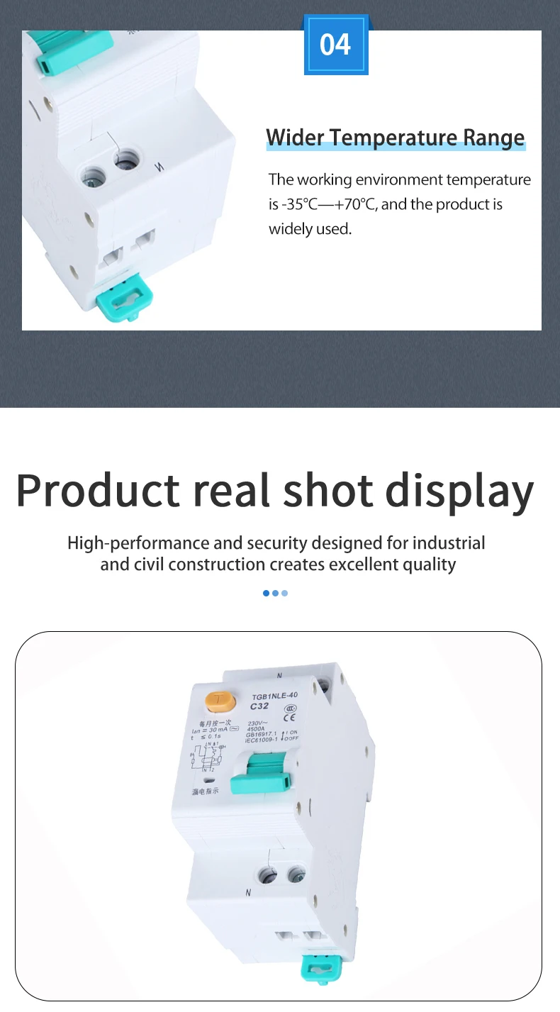 Switch Breaker Interruptores Automatico Tengen Tgb1nle-40 Leakage Protection Circuit Breaker ...