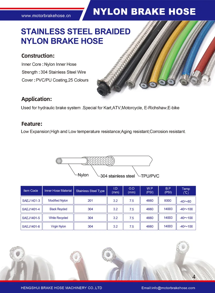 Custom Hydraulic Auto Brake System Stainless Steel Braided Brake Line ...