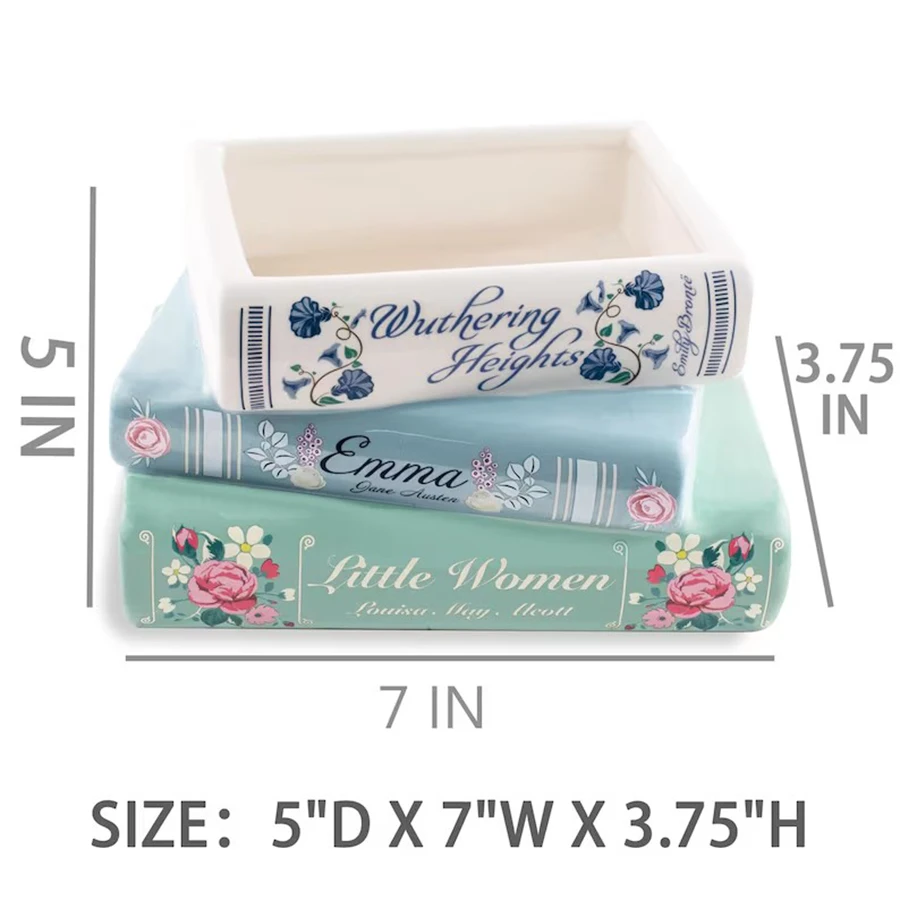 Ins Nordic Cute Ceramic Stack Book Shaped Decorative Succulent Planter ...