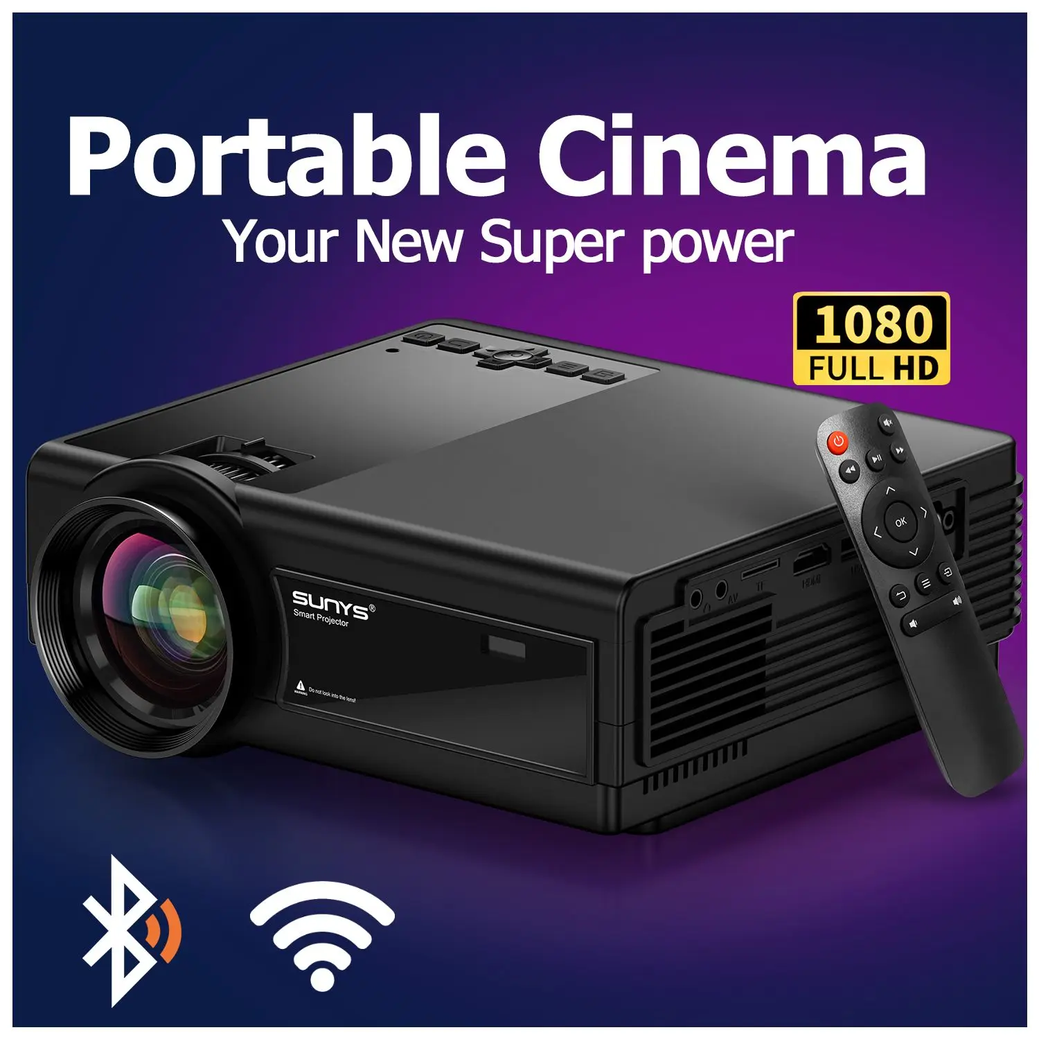 SUNYS L36P Mini 4K Projector - Smart, Portable, and Versatile