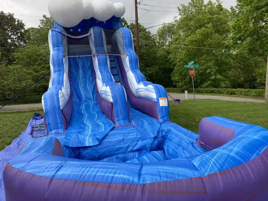 Rental Blue Monster Wave Inflatable Water Slide With Splash Pool Combo ...