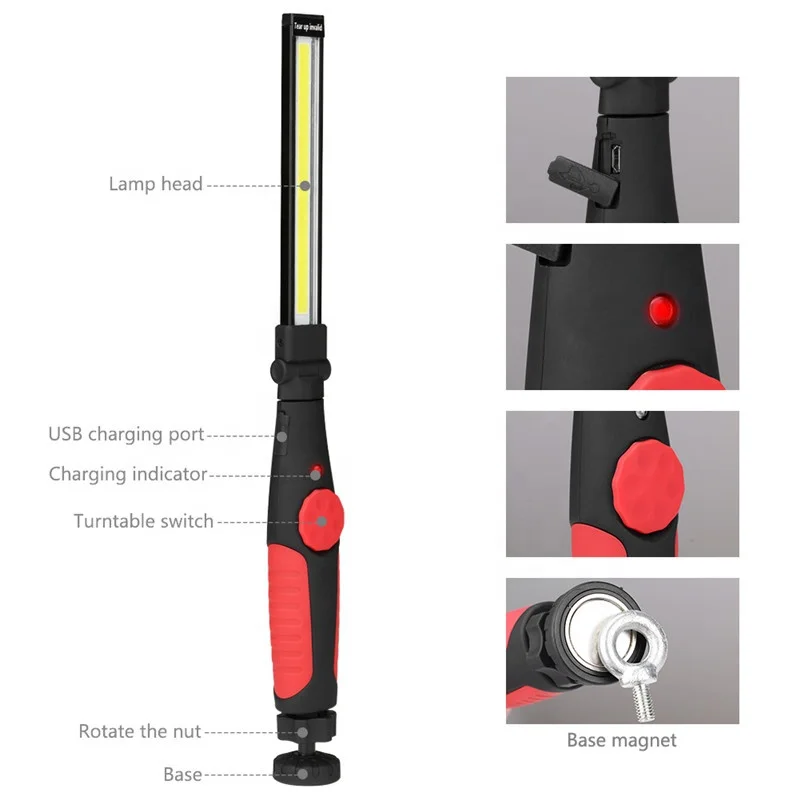 High Quality 360 Rotate Led Work Light Flashlight Handheld Rechargeable ...