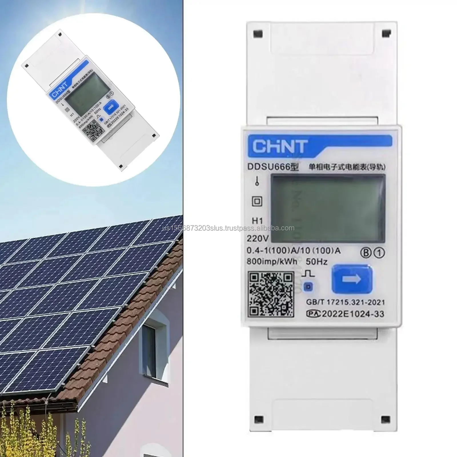 CHINT DDSU666 Single Phase Din-Rail Energy Meter - 100A 80A CT RS485 Modbus