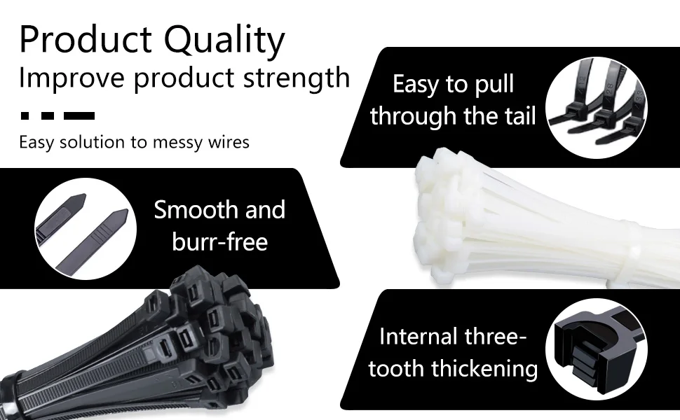 High Performance Flexible Self-locking Cable Ties Nylon 66 Cable Tie ...