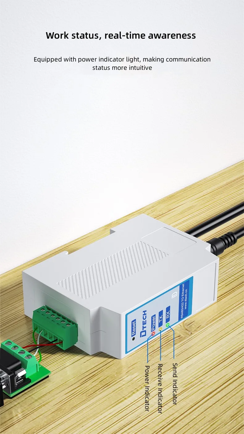 DTECH Din Rail Serial Port Transmission Equipment RS485/422 Serial to ...
