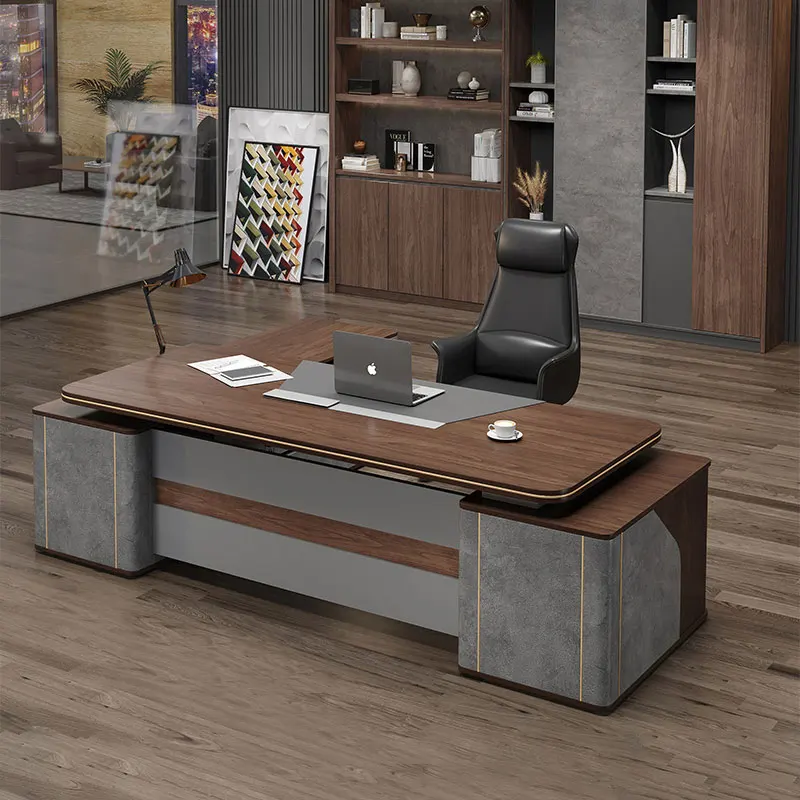 Modern Luxury Office Boss Table Executive Office Desk Set Wooden ...