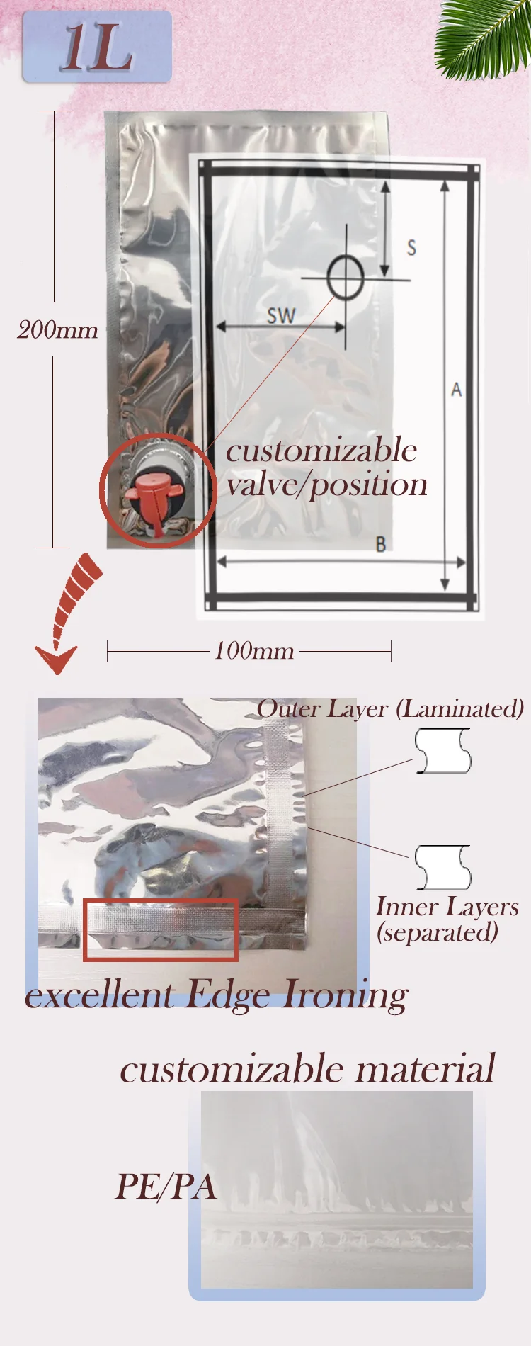 1l Zeadn Aluminium Foil Vitop Double Valve Plastic Juice Flavour ...