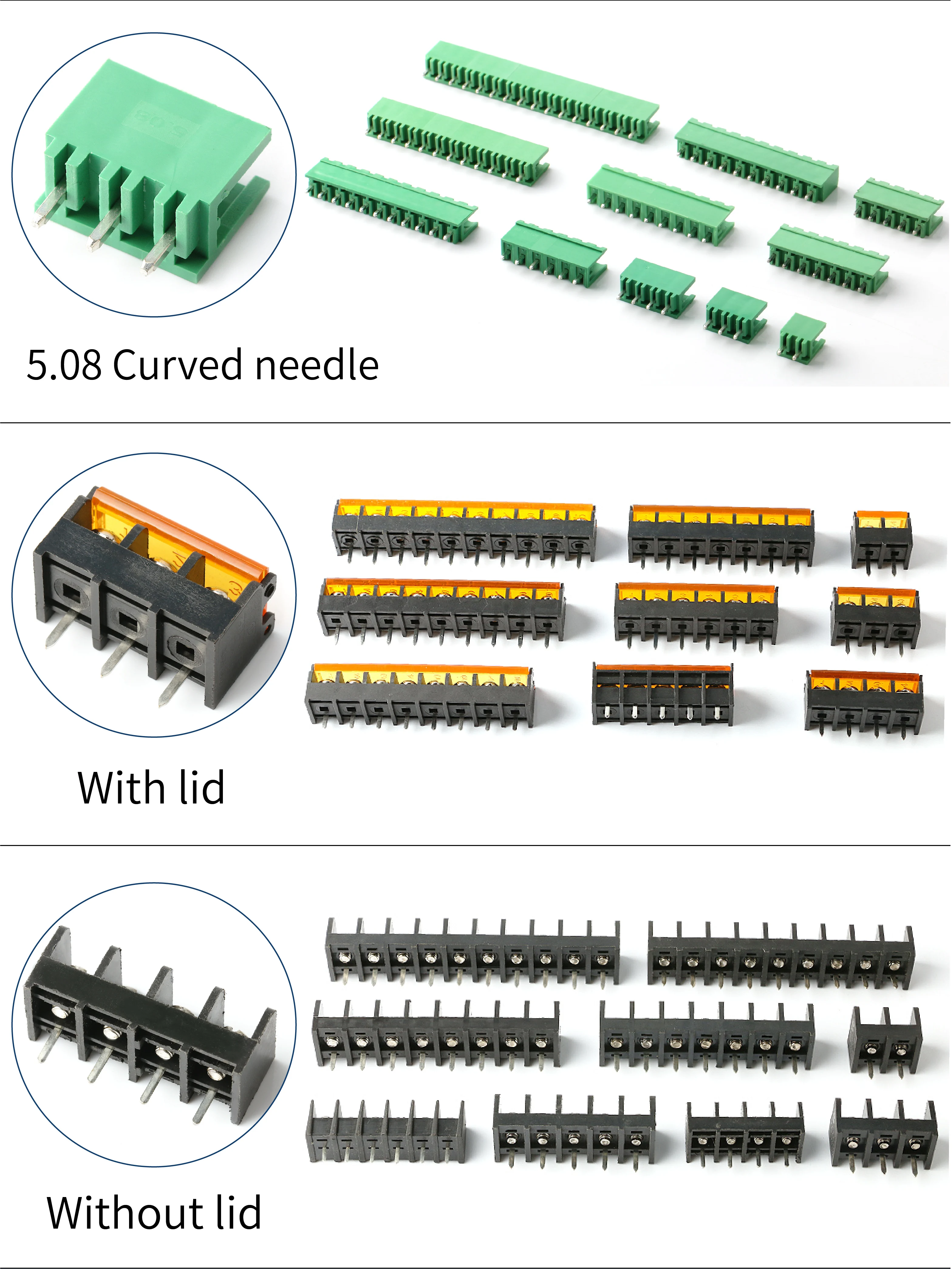 4pins brass terminal block female 5.08mm pitch 15A 300V PCB Mount ...