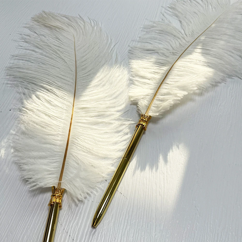 Custom Colors White Wedding Quill Feather Ballpoint Pen