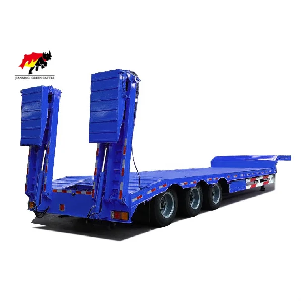 High Quality 3 Axles Lowboy Trailers 60ton Low Bed Trailer 45ft Lowbed ...